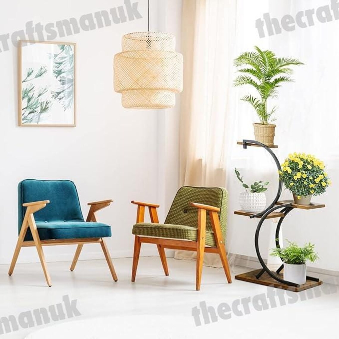 4 Tier Wood & Metal Corner Plant Stand Tiered Plant Stand Modern Plant ...