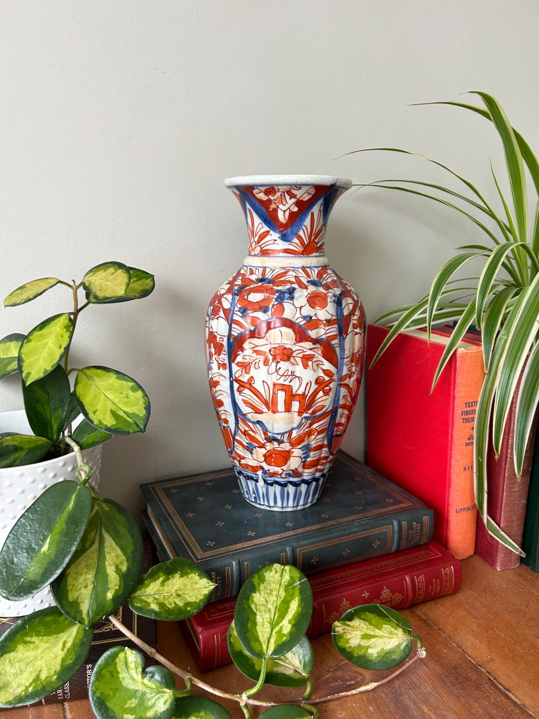 Antique Japanese Imari Vase, Heavy Ceramic Vase With Blue Underglaze ...