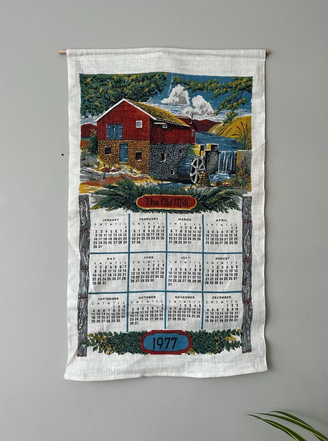 Vintage 1977 Cloth Calendar Wall Decor / Wall Hanging, Kitschy Mid ...
