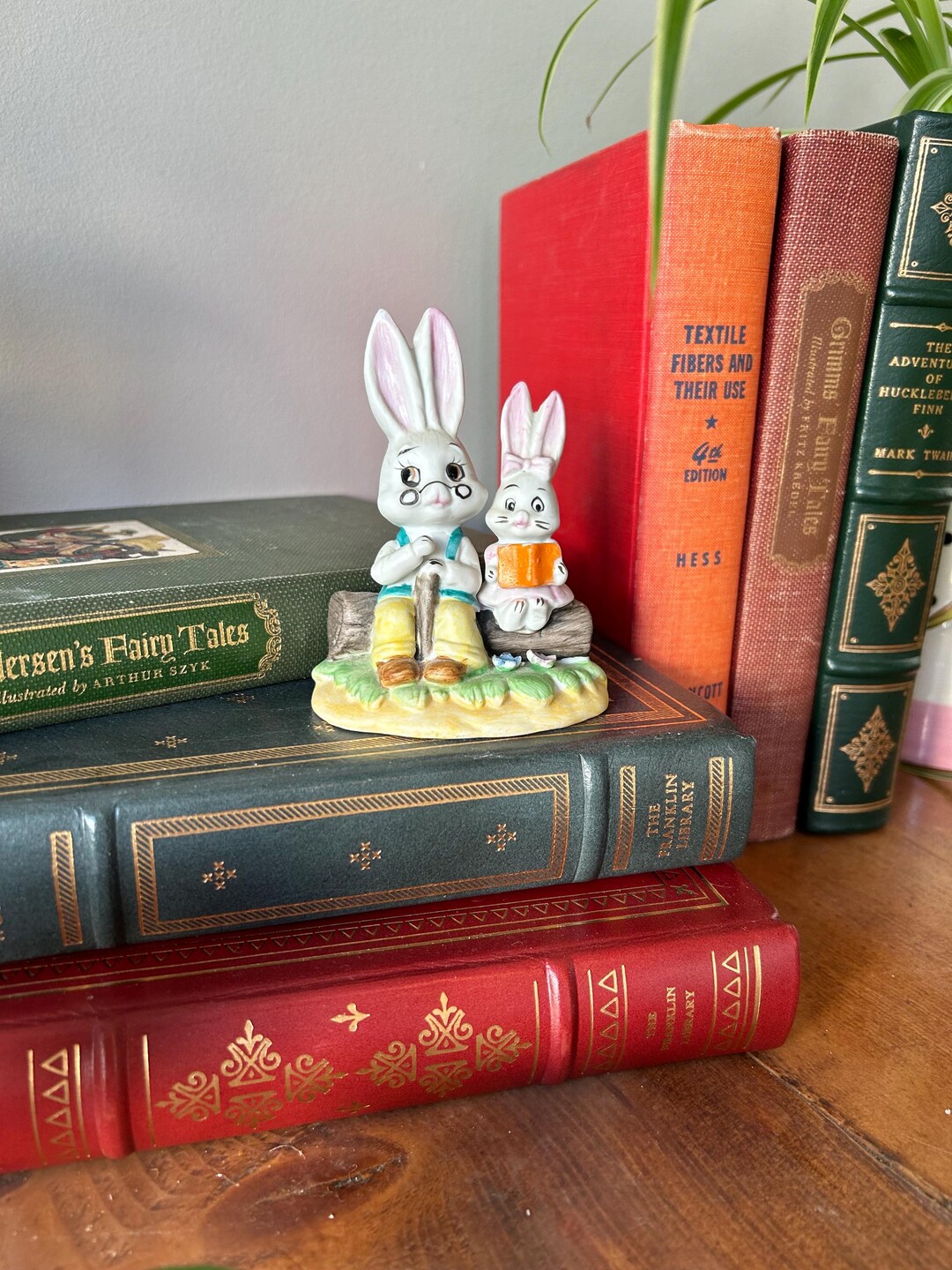 Vintage Lefton Bunnies Figurine: "story Time With Grandpa" Hand-painted ...