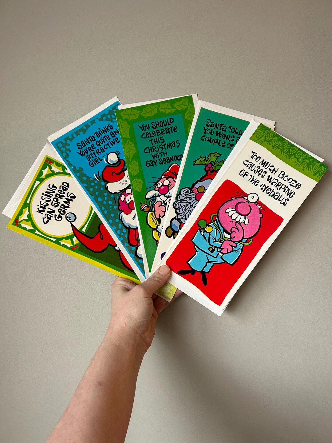 1970s Novelty Christmas Cards, Racy Kitschy Vintage Xmas Greeting Cards ...