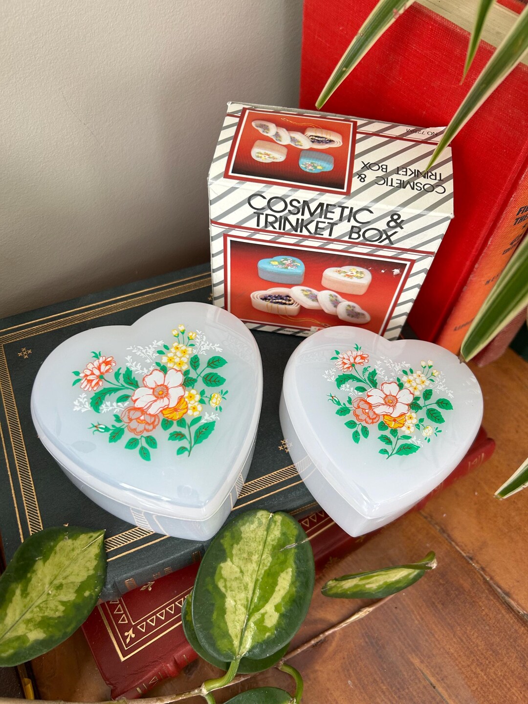 Vintage Floral Heart Trinket Boxes, 1980s Sabre Nesting Set, New in Box ...
