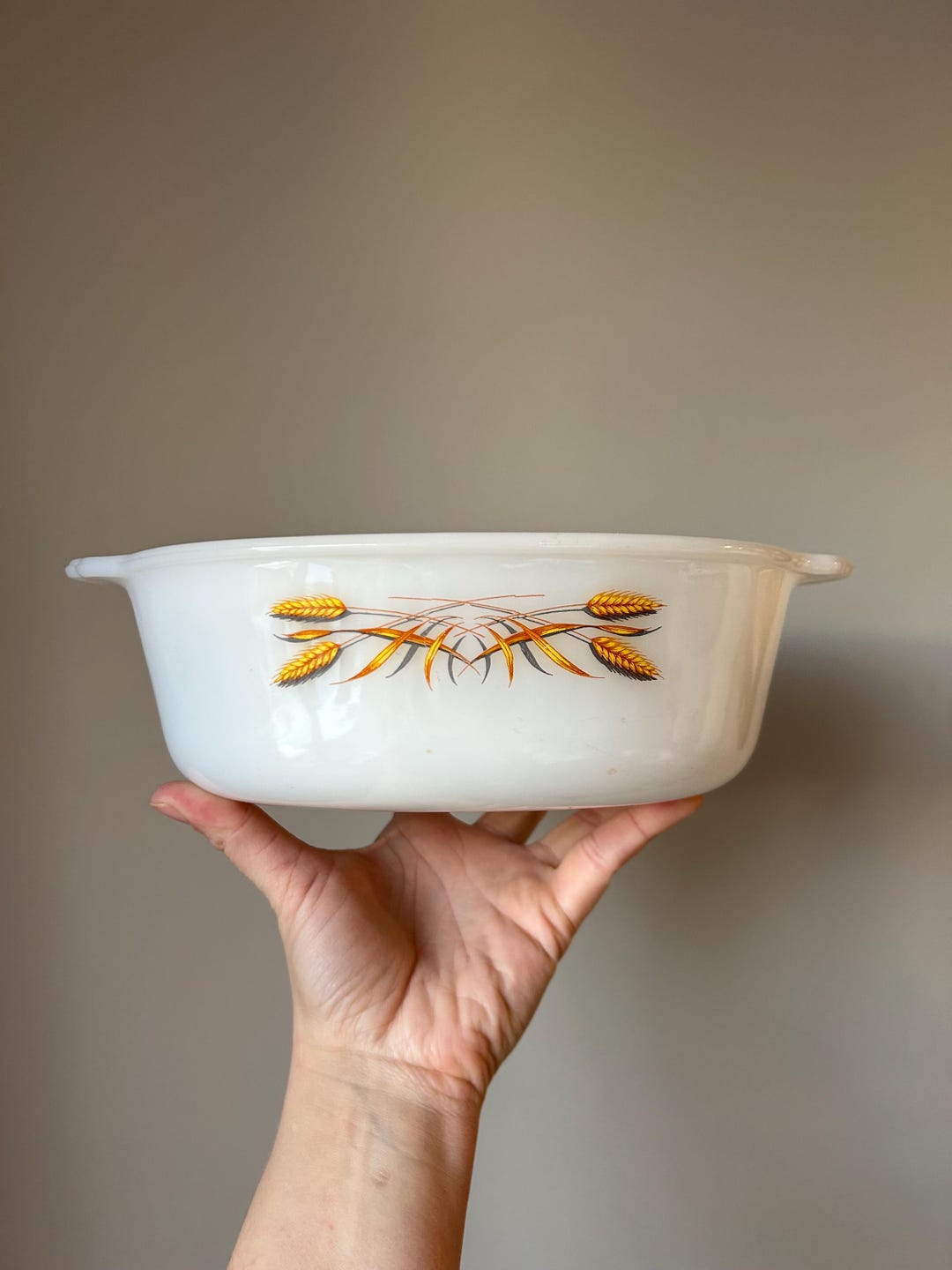 Anchor Hocking Fire King Golden Wheat Pattern Casserole Dish 1.5 Quart ...