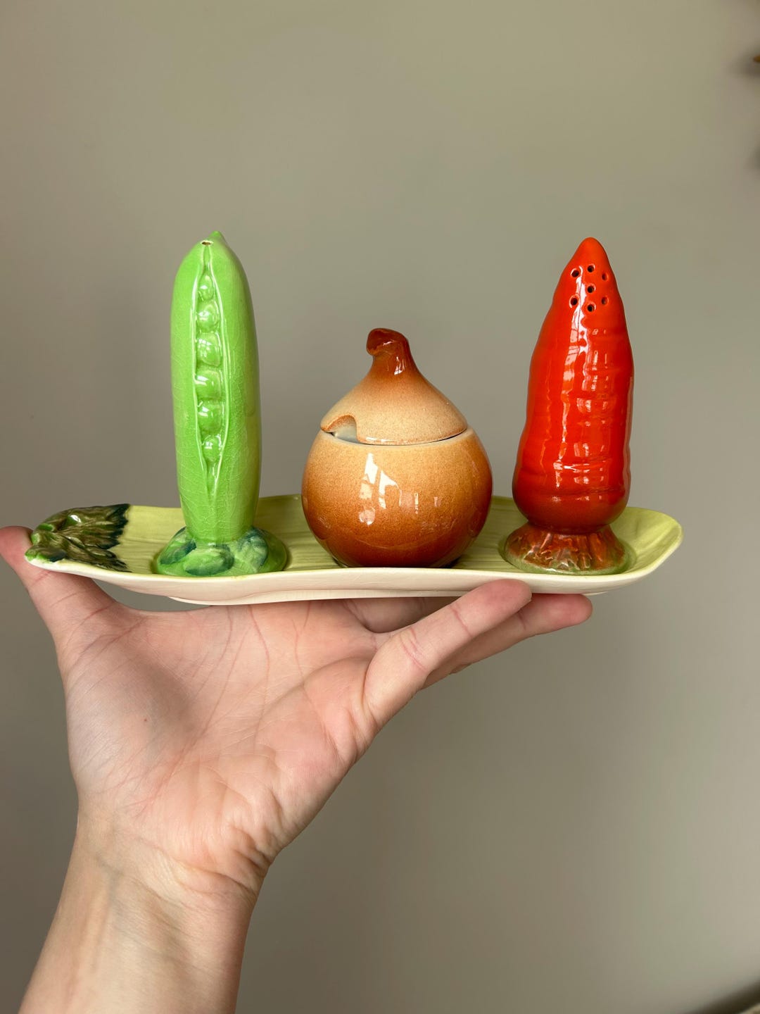 Vintage Carlton Ware Novelty Vegetable Cruet Set, Carrot & Pea Pod Salt ...