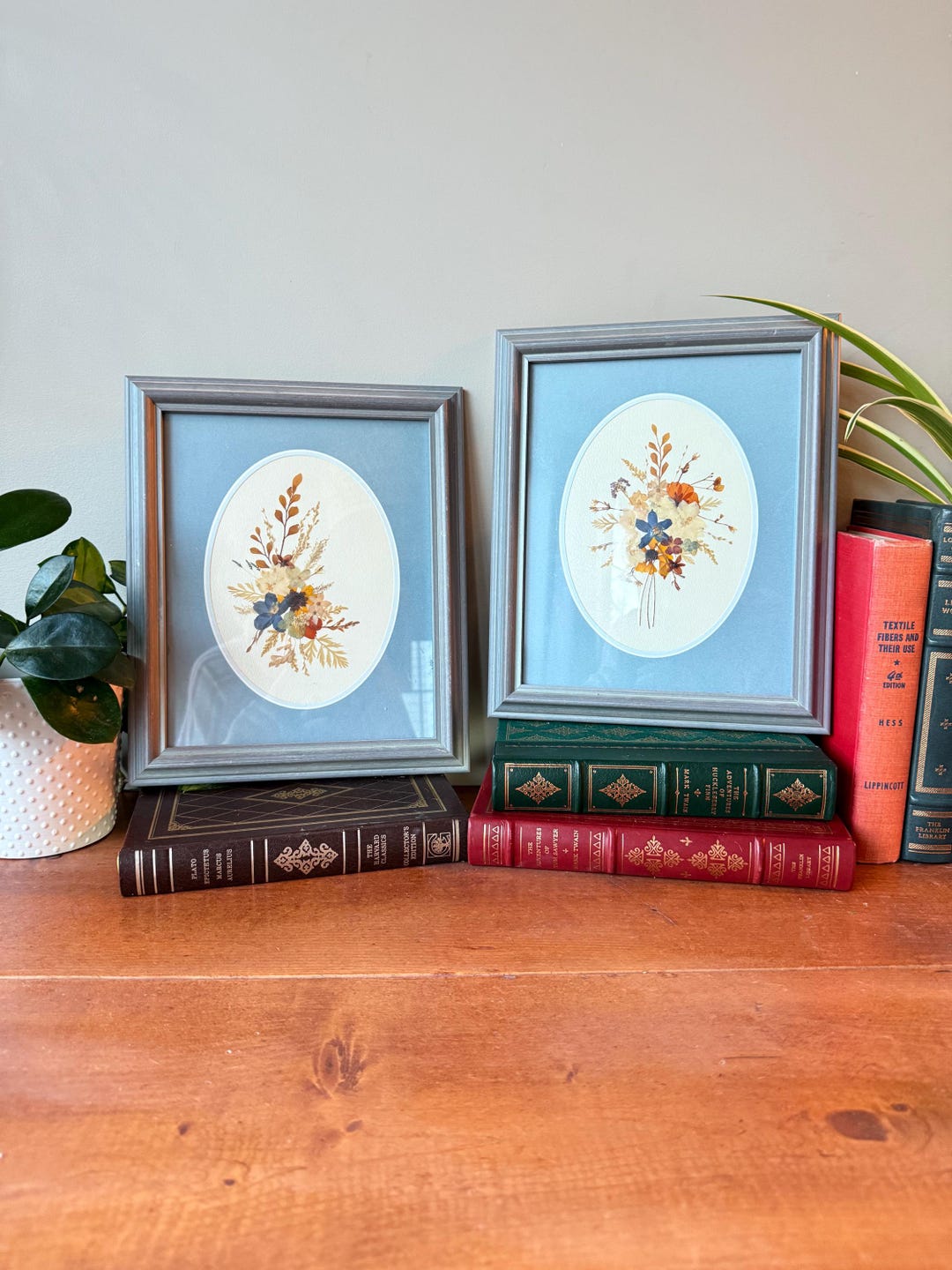Set of Two Vintage 1990s Framed and Matted Pressed Flower Prints - CA02 ...