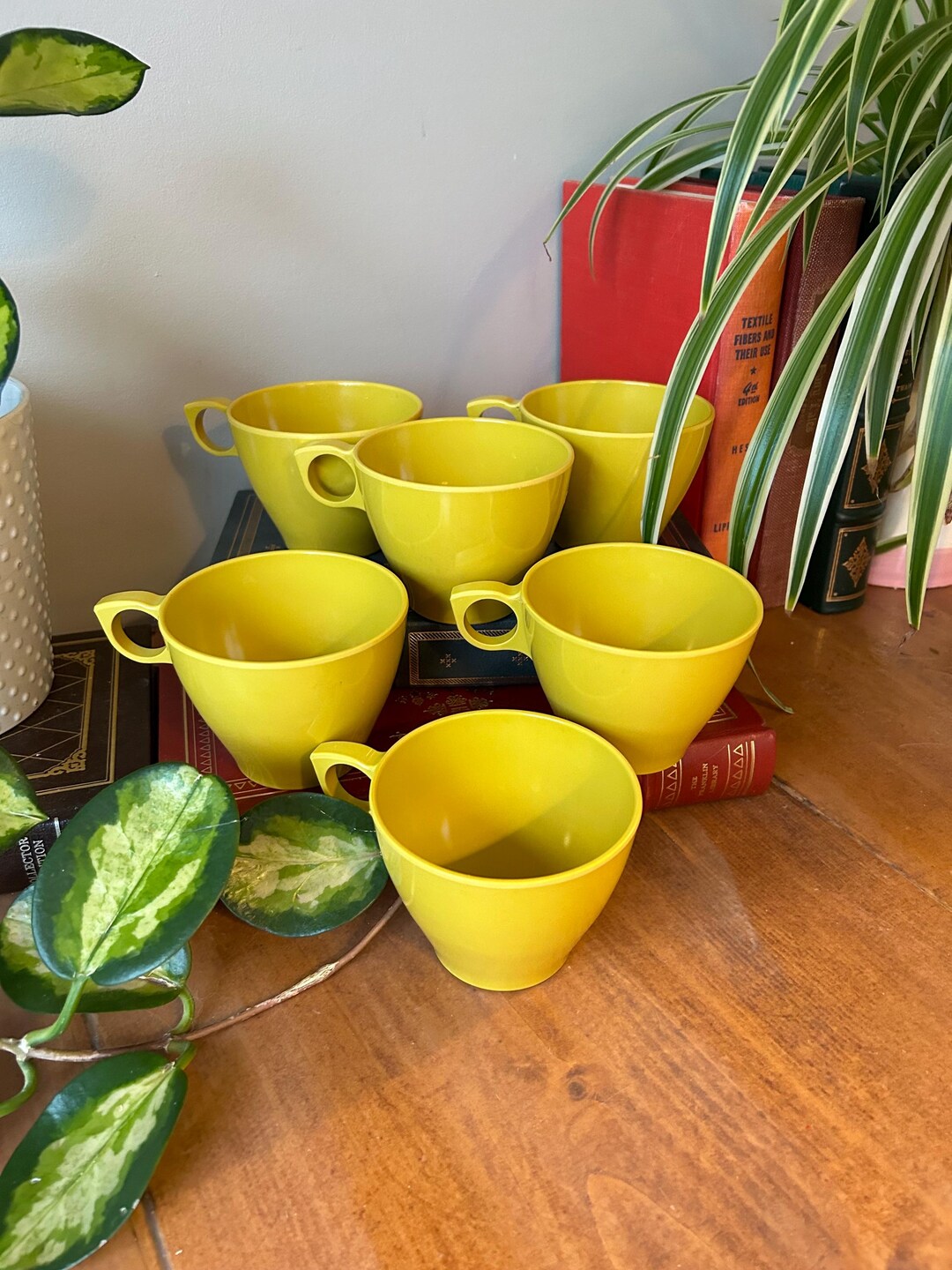 Set of Six Vintage MCM Melmac Dorchester Cups / Mugs in Mustard Yellow ...