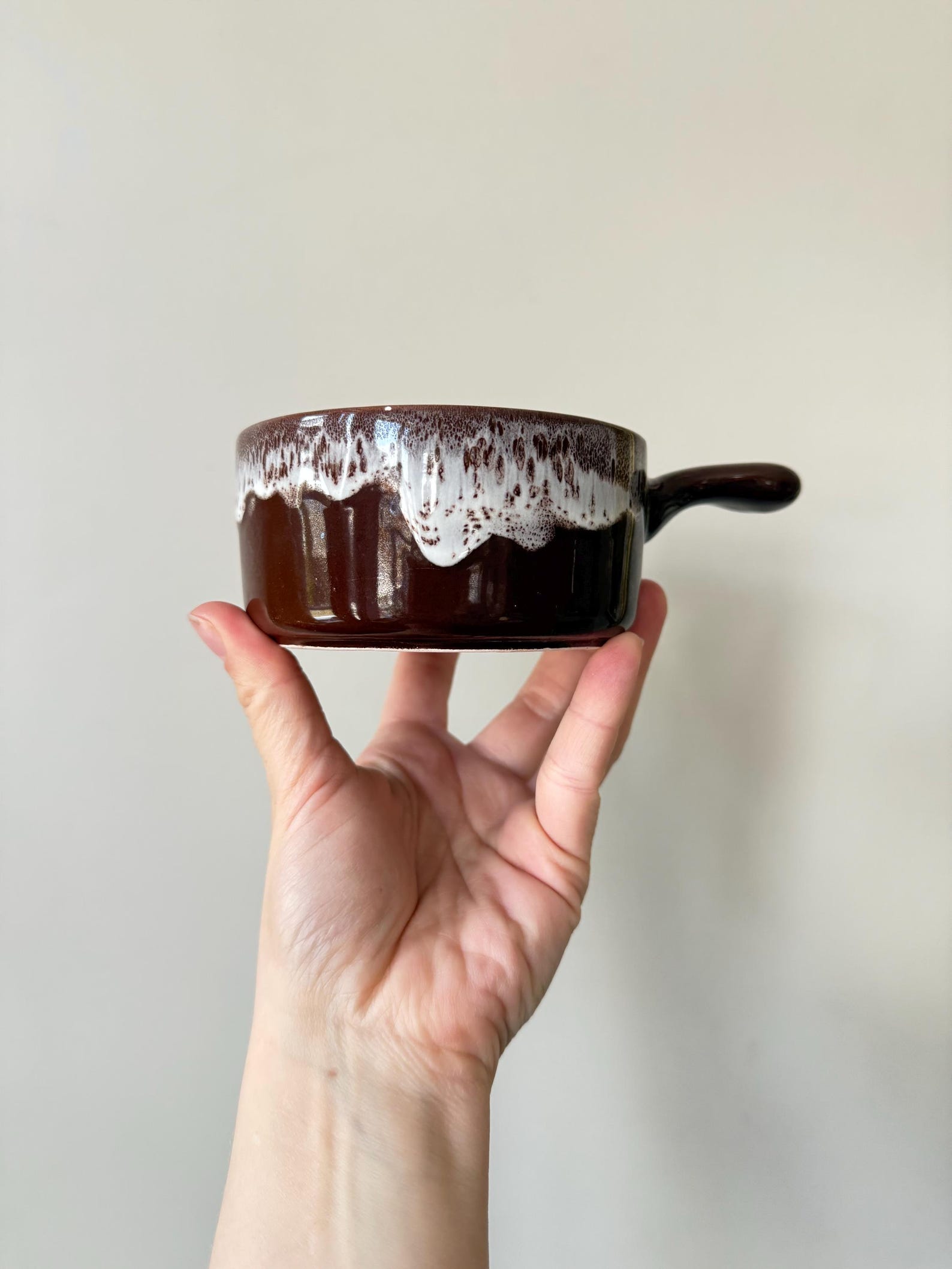 Vintage Brown Drip Glaze Soup Bowls With Handles – Set of Two, Made in ...