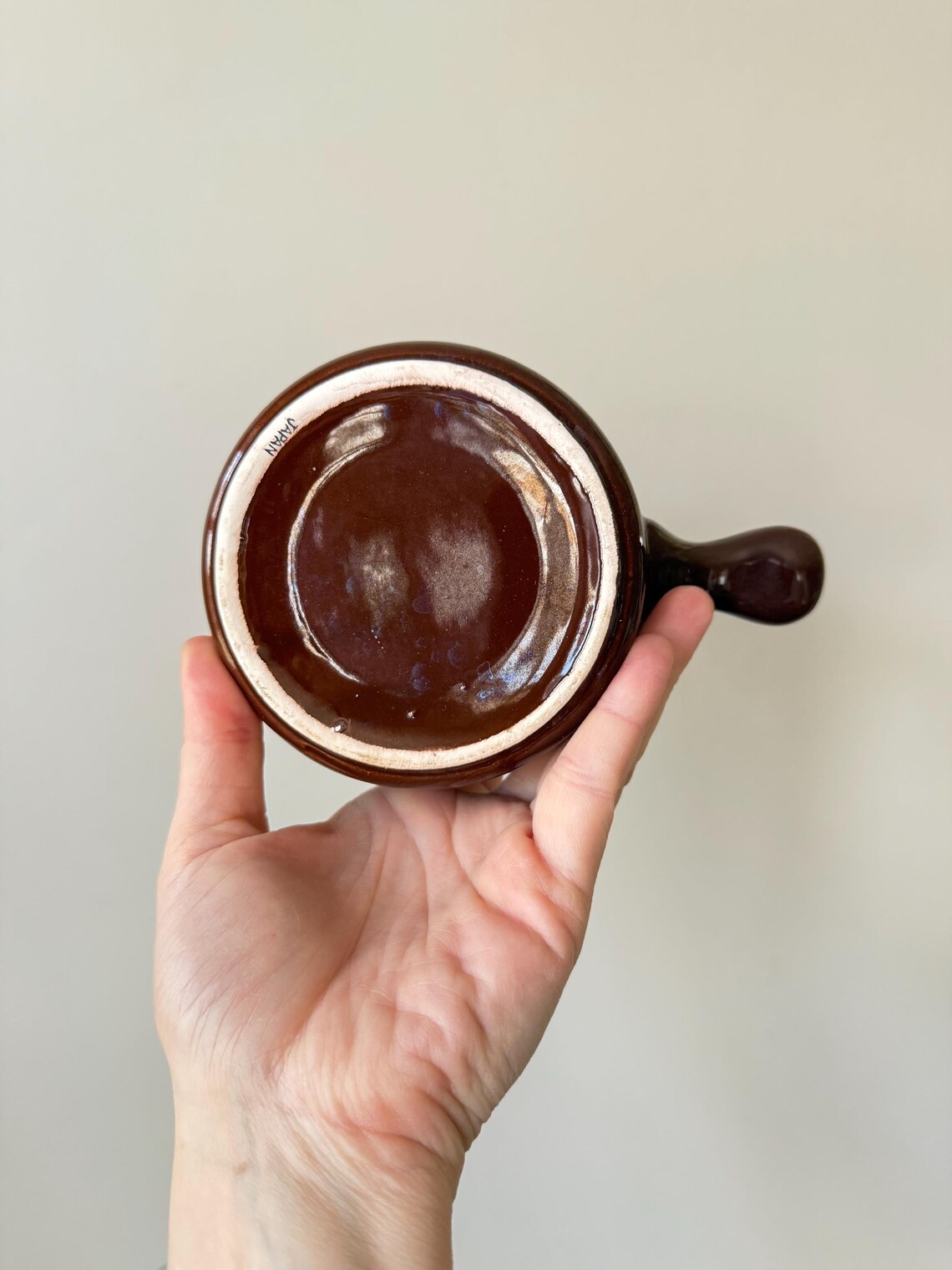 Vintage Brown Drip Glaze Soup Bowls With Handles – Set of Two, Made in ...