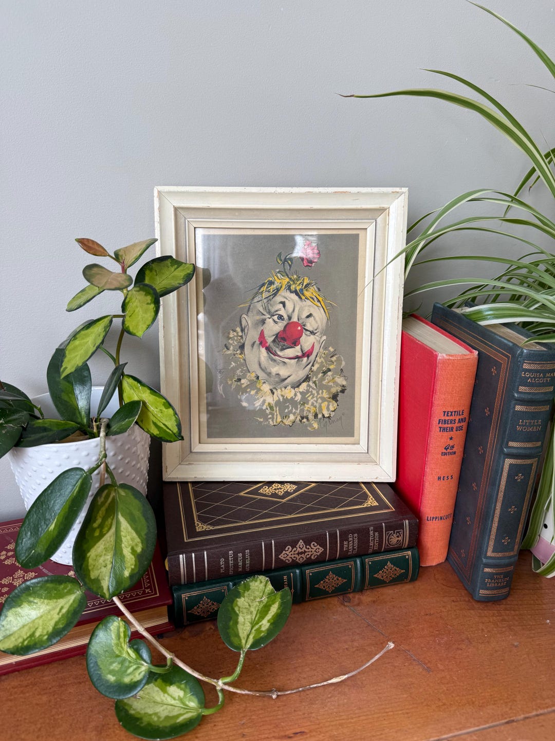 Vintage Cydney Grossman "grass Hair Clown" Art Print in White Wood ...