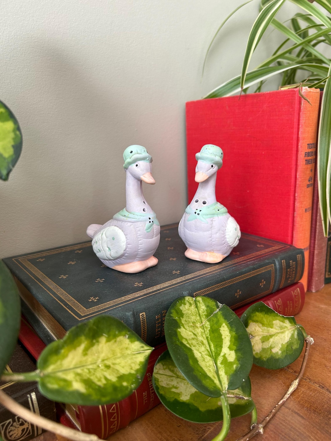 Vintage Mother Goose Salt and Pepper Shakers: Purple Geese Decor - US01 ...
