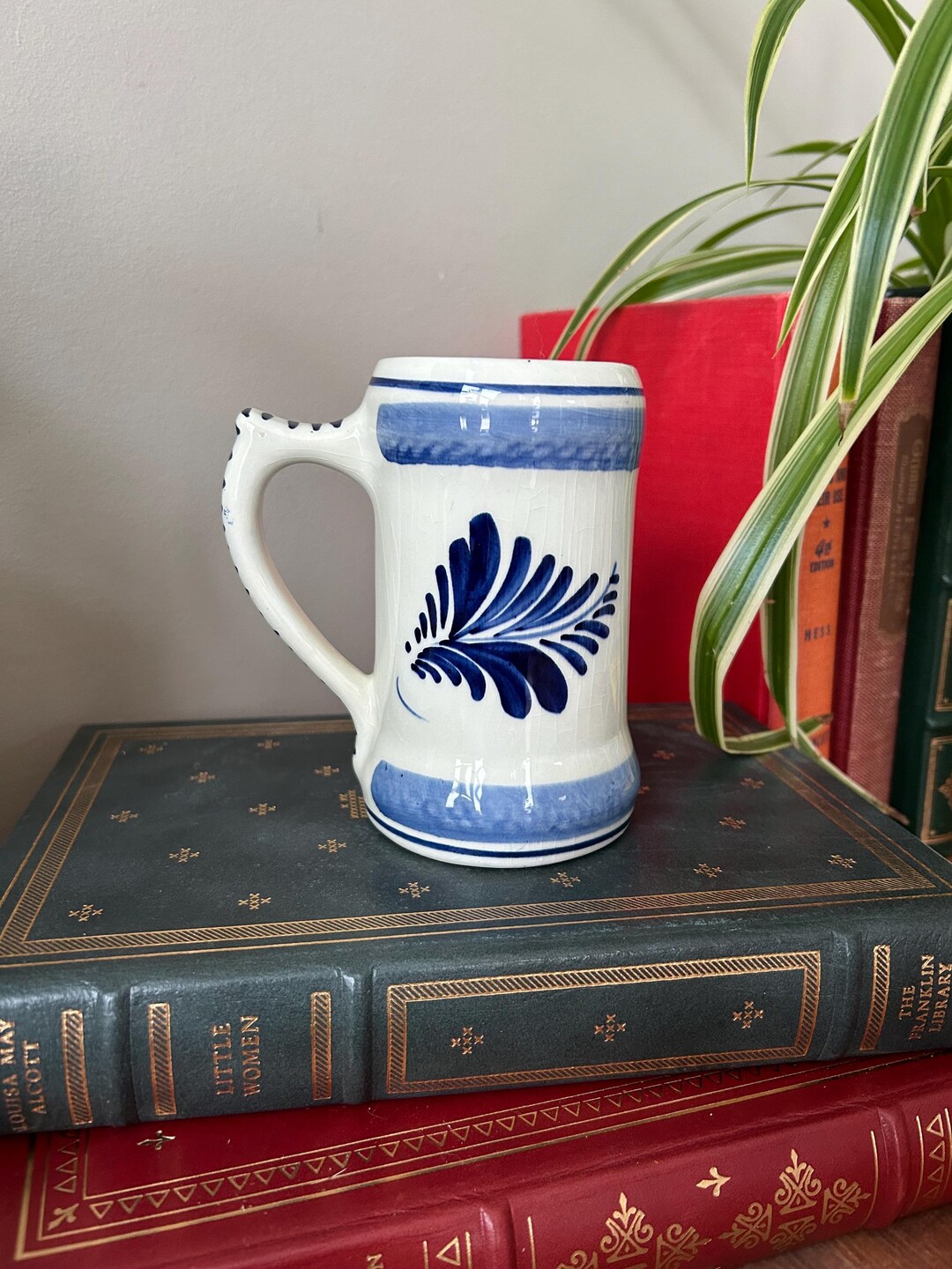 Delft Vintage Blue and White Hand Painted Coffee Mug, Handmade in ...