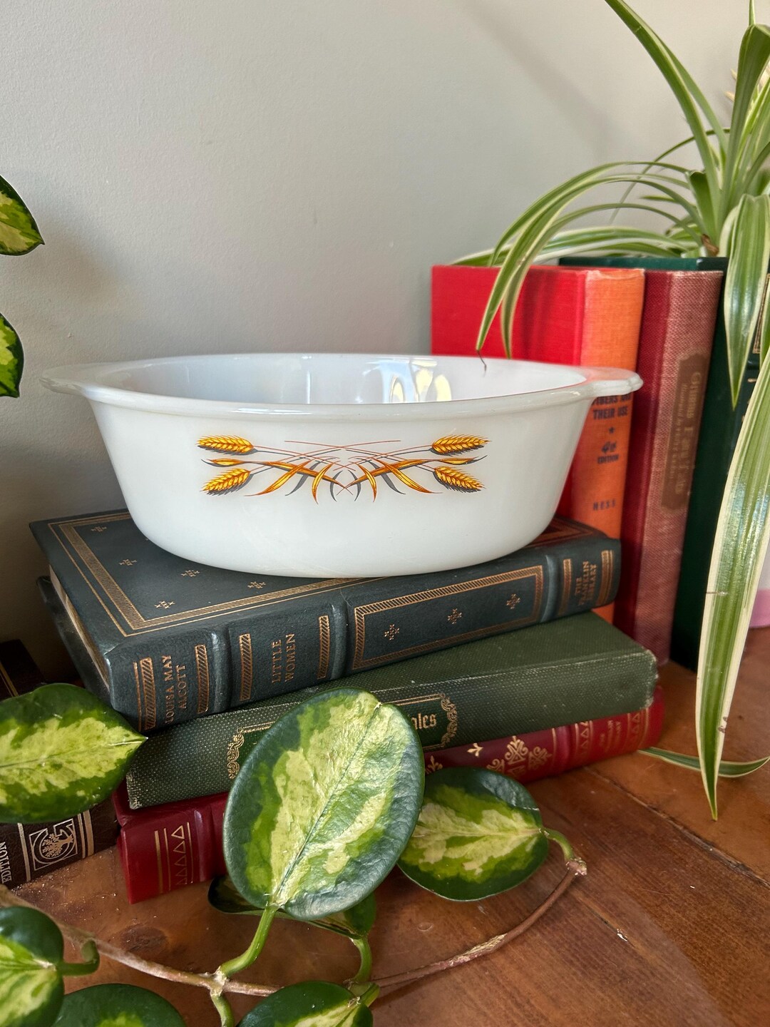 Anchor Hocking Fire King Golden Wheat Pattern Casserole Dish 1.5 Quart ...