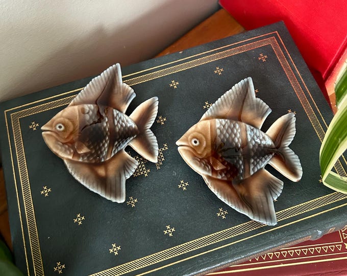 Pair of Two Small Vintage Porcelain Fish Dishes, MCM Wade China 1960s ...