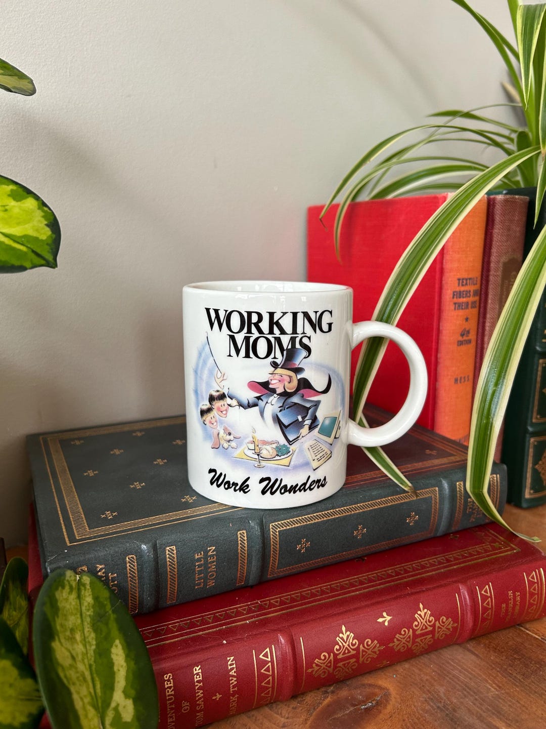 Vintage 1980s working Moms Work Wonders Super Mom Magician Coffee Mug ...