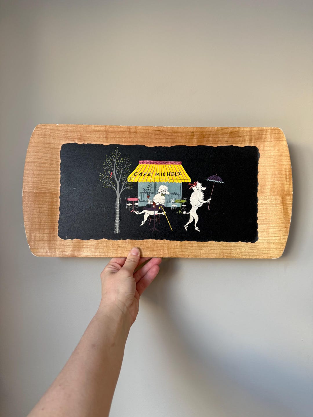 Vintage Fifi and Pepe Wood Serving Trays: Mid Century Modern Poodle Art ...