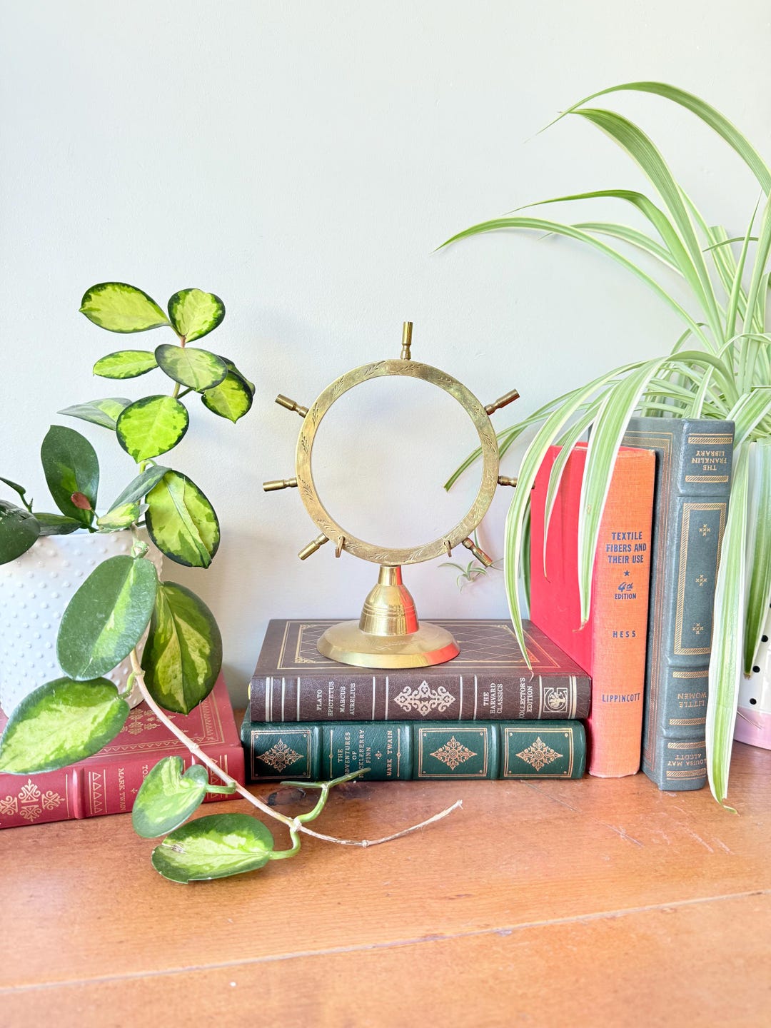 Vintage Brass Captain's Wheel: Mid Century Nautical Decor With Key ...