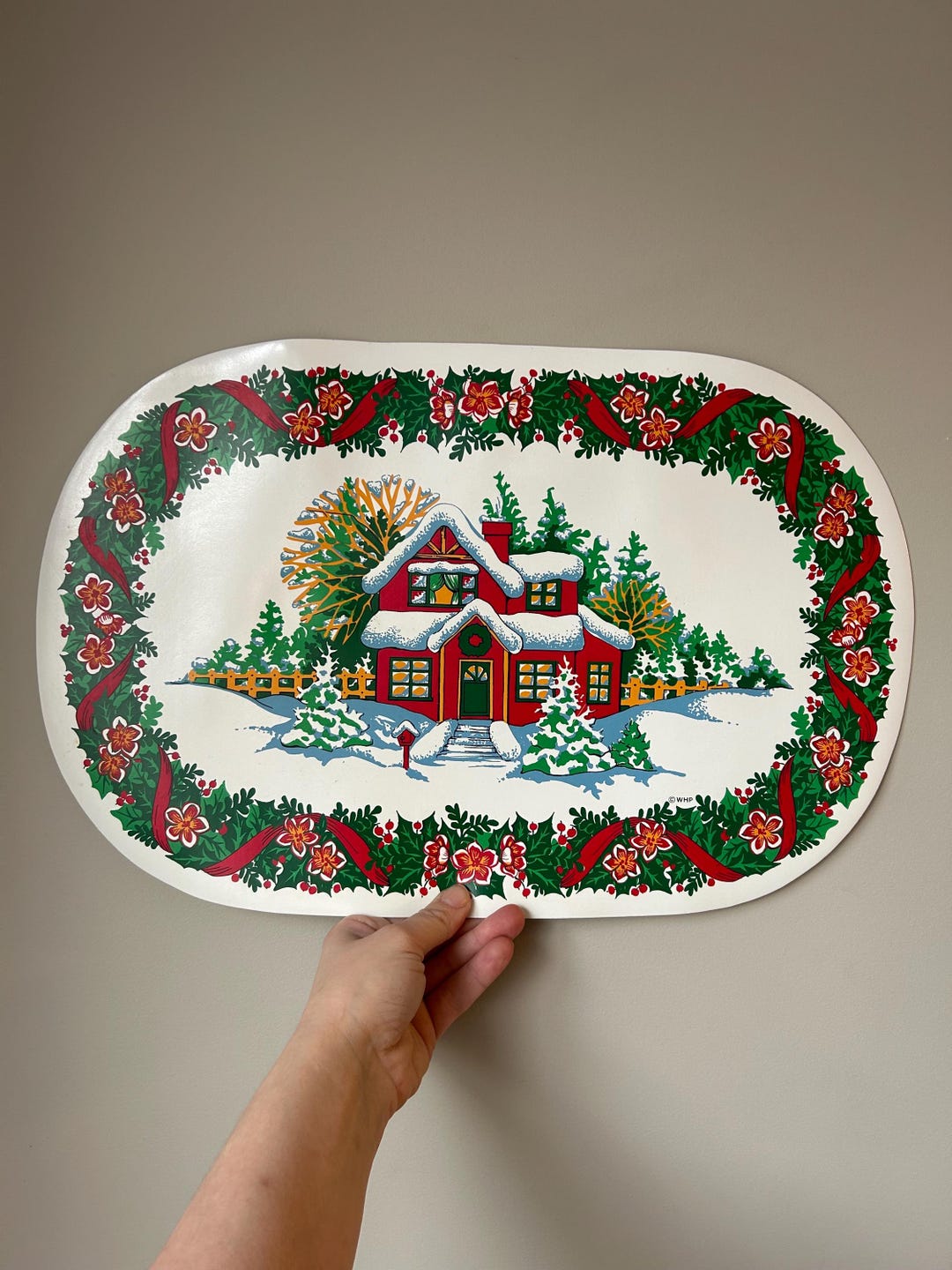Vintage 1980s Vinyl Christmas Placemats, Set of Eight Table Mats With ...