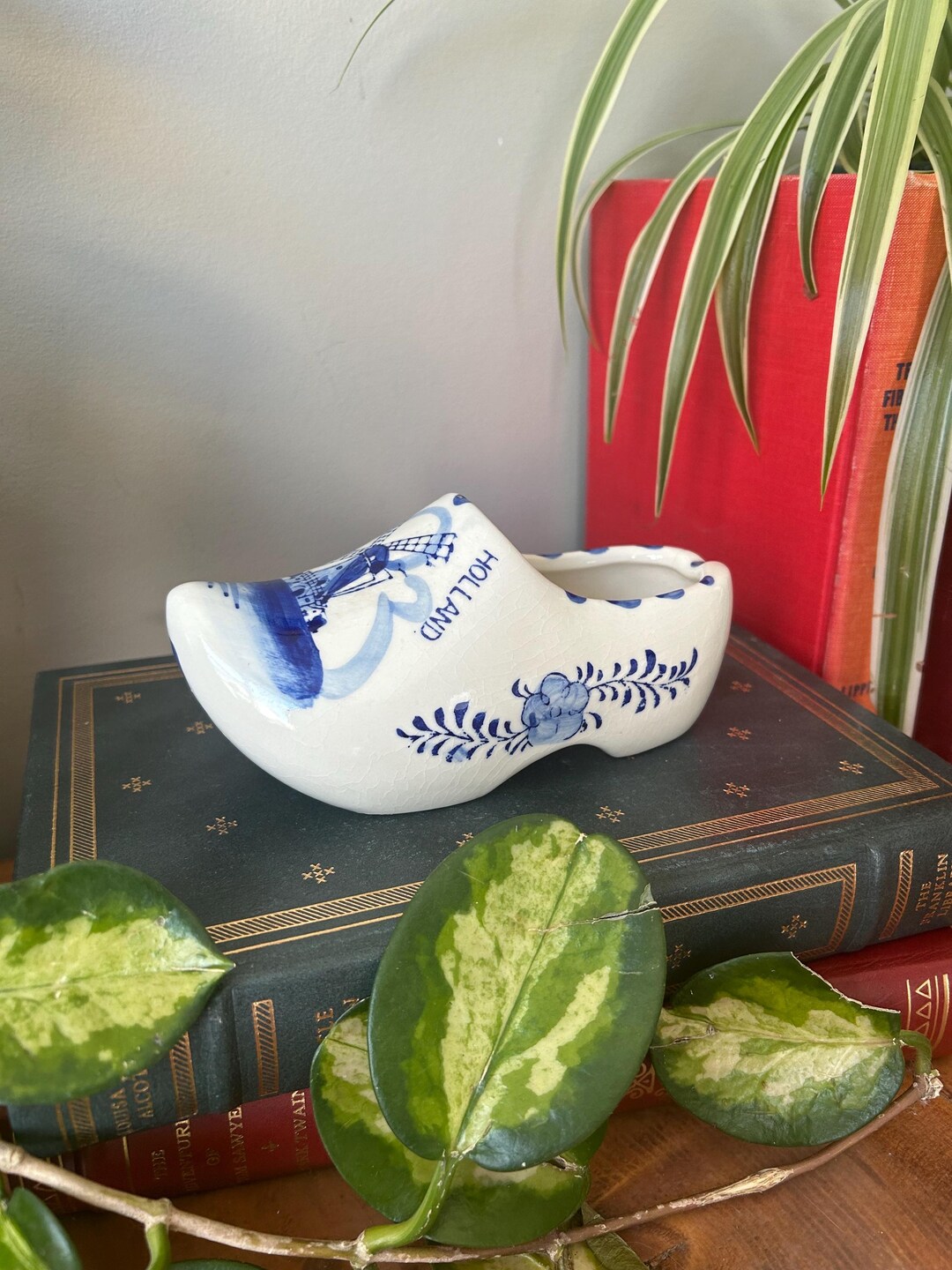 Vintage EH Delft Holland 6" Handpainted Blue Dutch Shoe / Clog, Made in ...