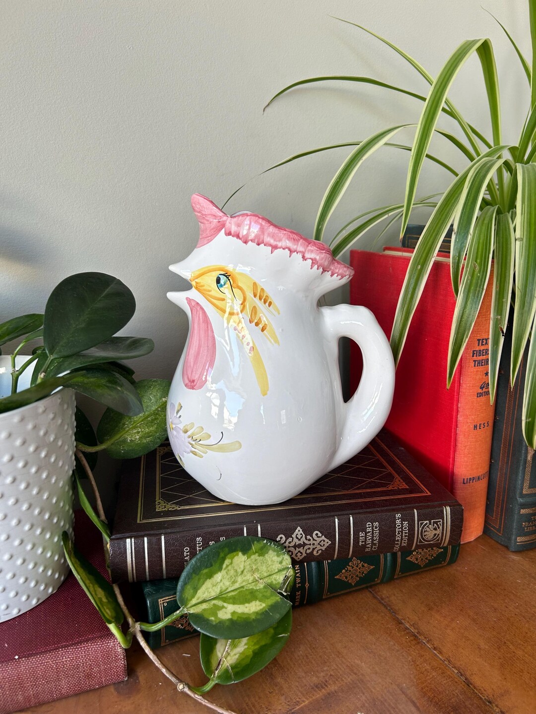 Hand Painted Vintage Italian Ceramic Rooster Pitcher - Etsy