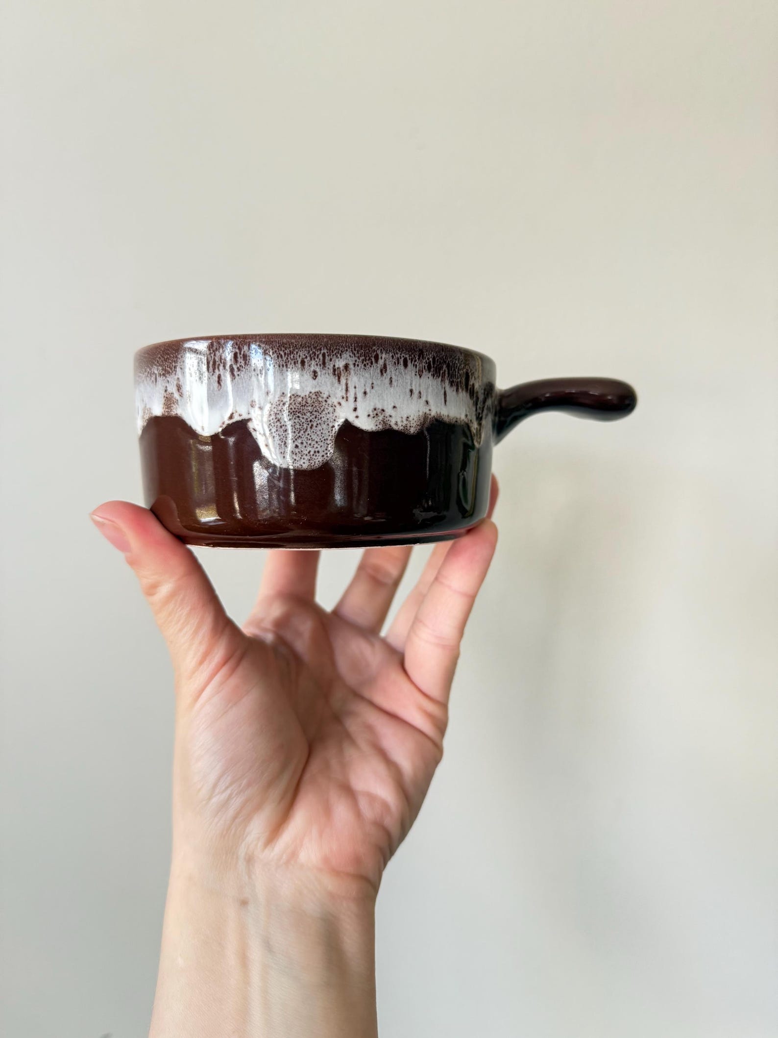 Vintage Brown Drip Glaze Soup Bowls With Handles – Set of Two, Made in ...
