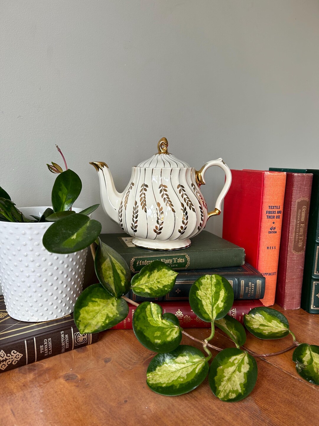 Vintage Rococo-style Sadler Teapot, Hand-painted Cream and Gold Tea Pot ...