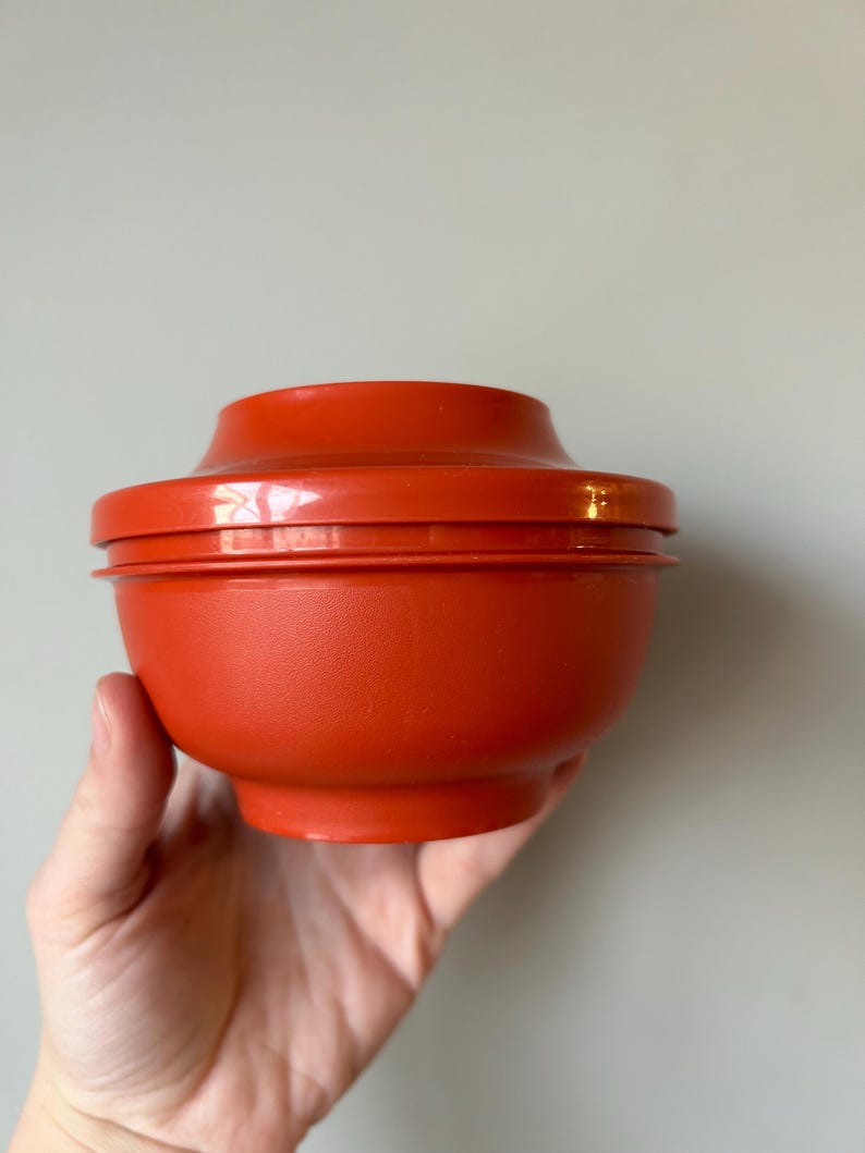 Vintage Tupperware Bowls, Rust Red Plastic Seal N Serve Dishes, Set of ...