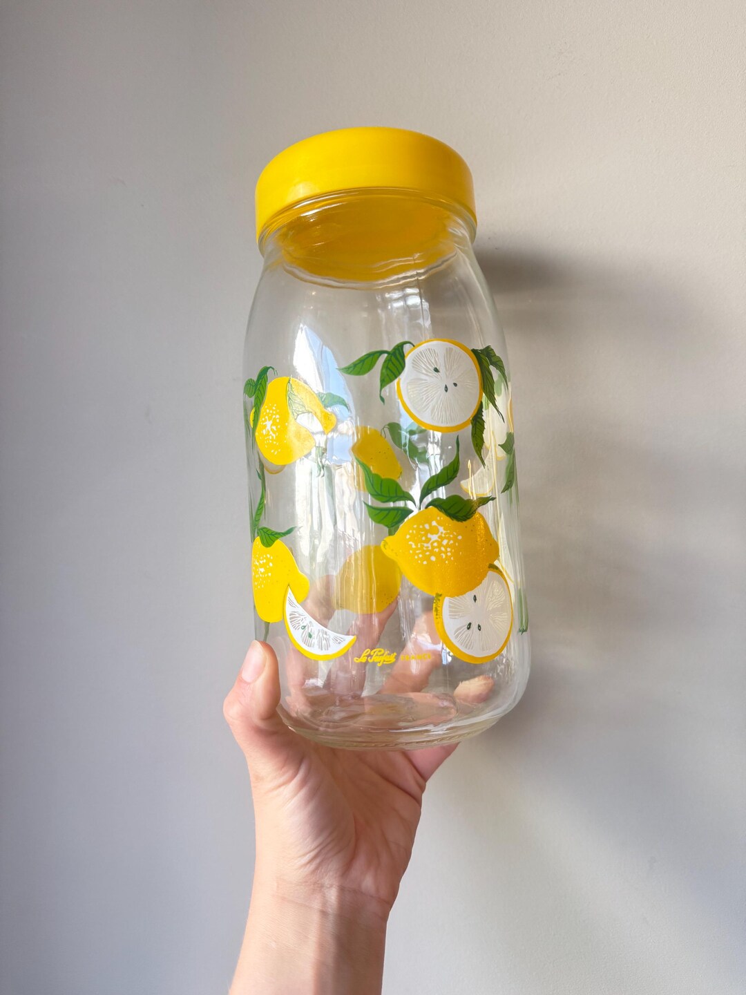 Vintage KIG Lemon Glass Jar – Retro Kitchen Canister With Yellow Lid - Etsy