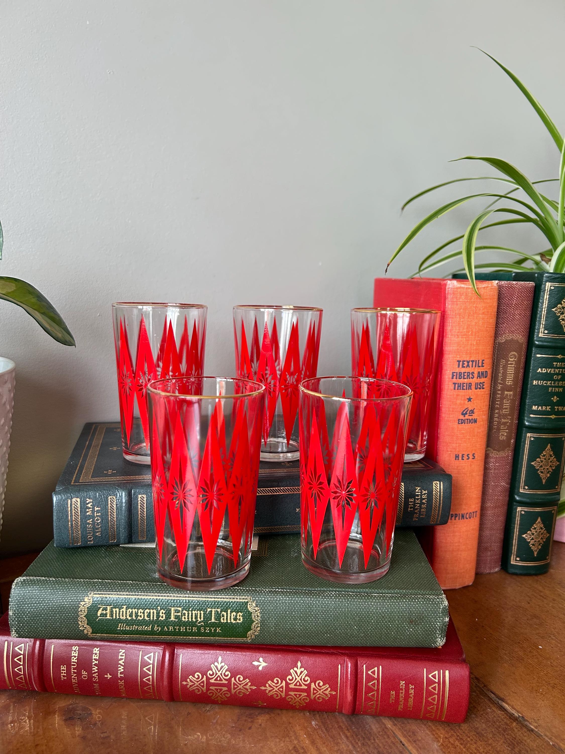 Mid Century Modern Atomic Starburst Glasses, Jeannette Glass, Set of 6 ...