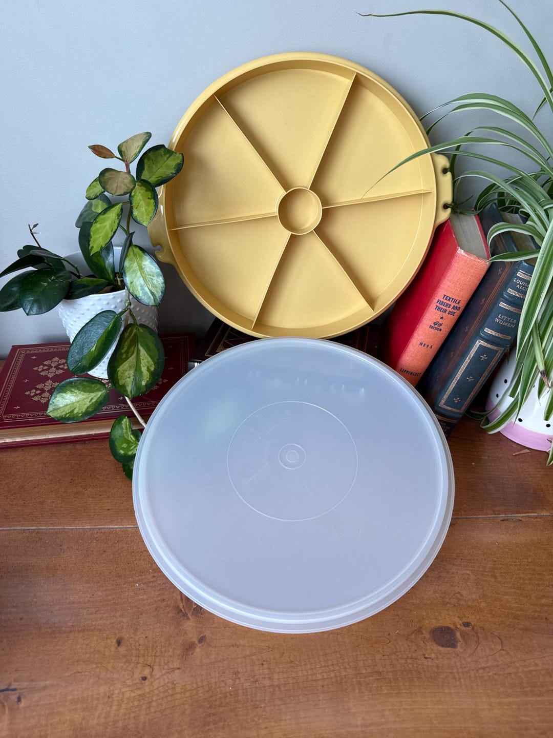 Vintage Tupperware Golden Harvest Yellow Round Serving Tray / Divided ...