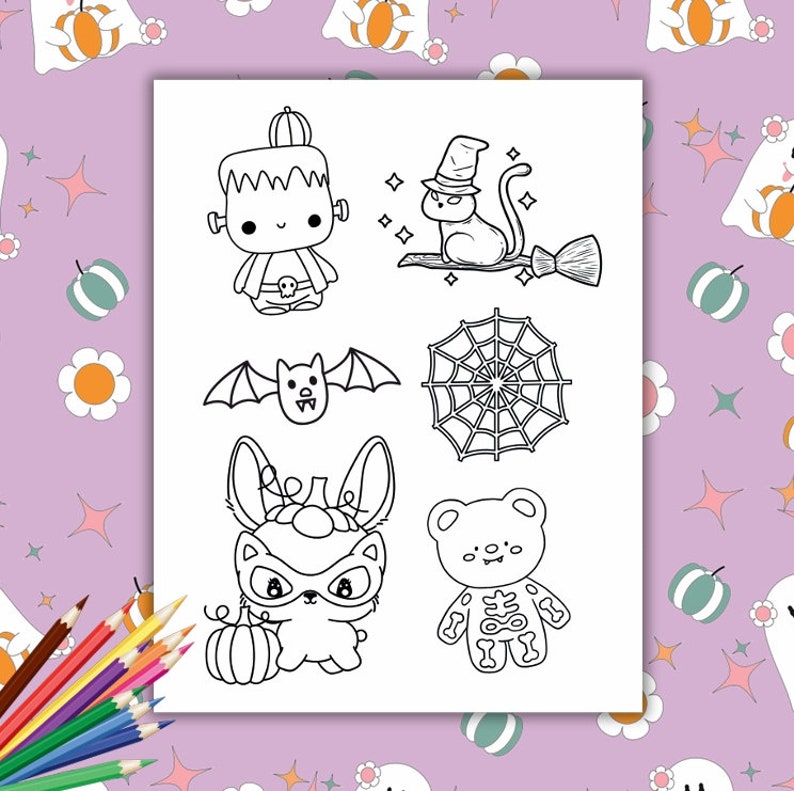 Halloween Coloring Pages for Kids, Bold and Easy Cute and Spooky ...