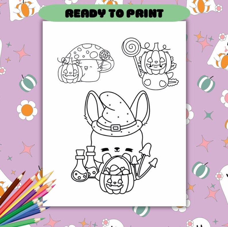 Halloween Coloring Pages for Kids, Bold and Easy Cute and Spooky ...