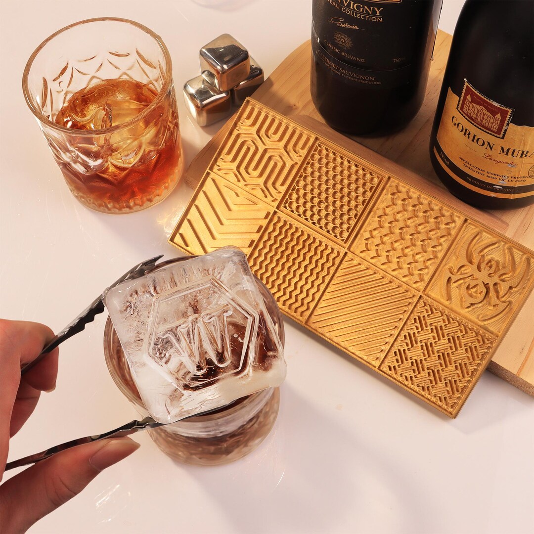 Custom Ice Plate, Custom Brass Bar Tray, Whiskey Cube Logo, Perfect ...