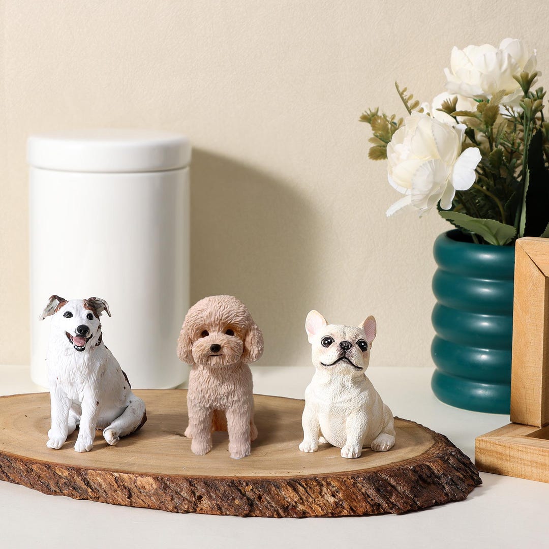 Realistic Dog Figure Animal Cake Topper, Miniature Puppy Figurines for ...