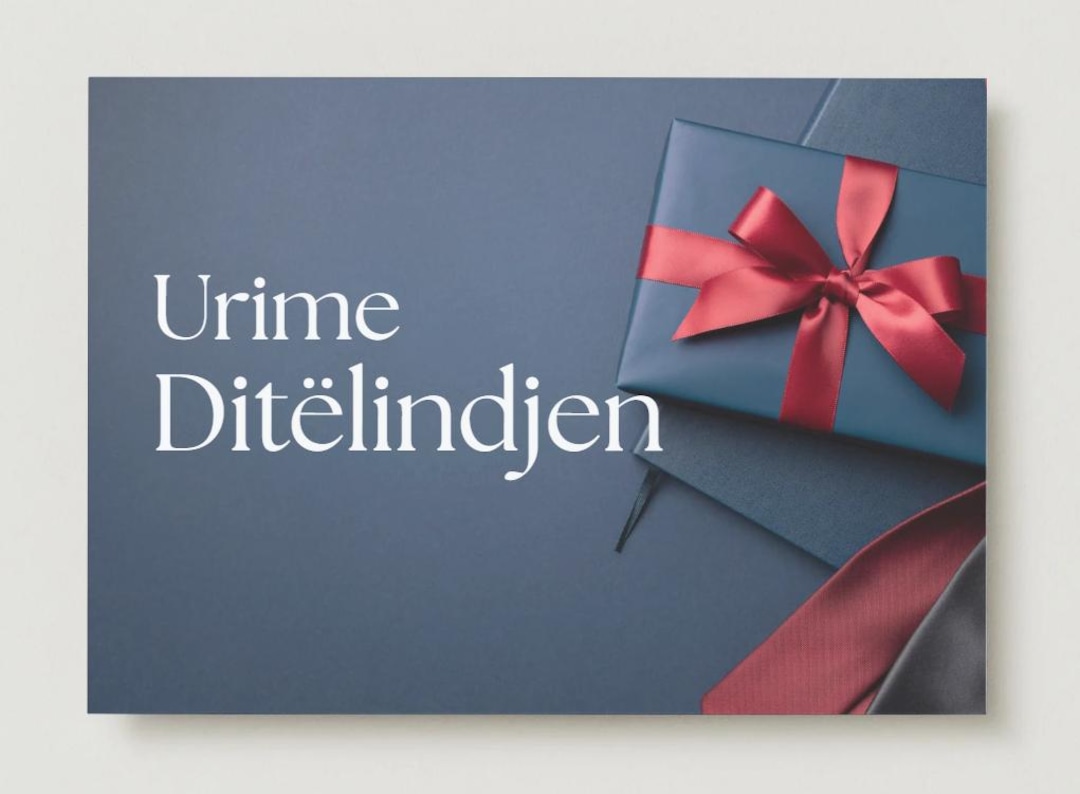 Albanian Birthday Card – Minimalist Dark Blue Design – “urime ...