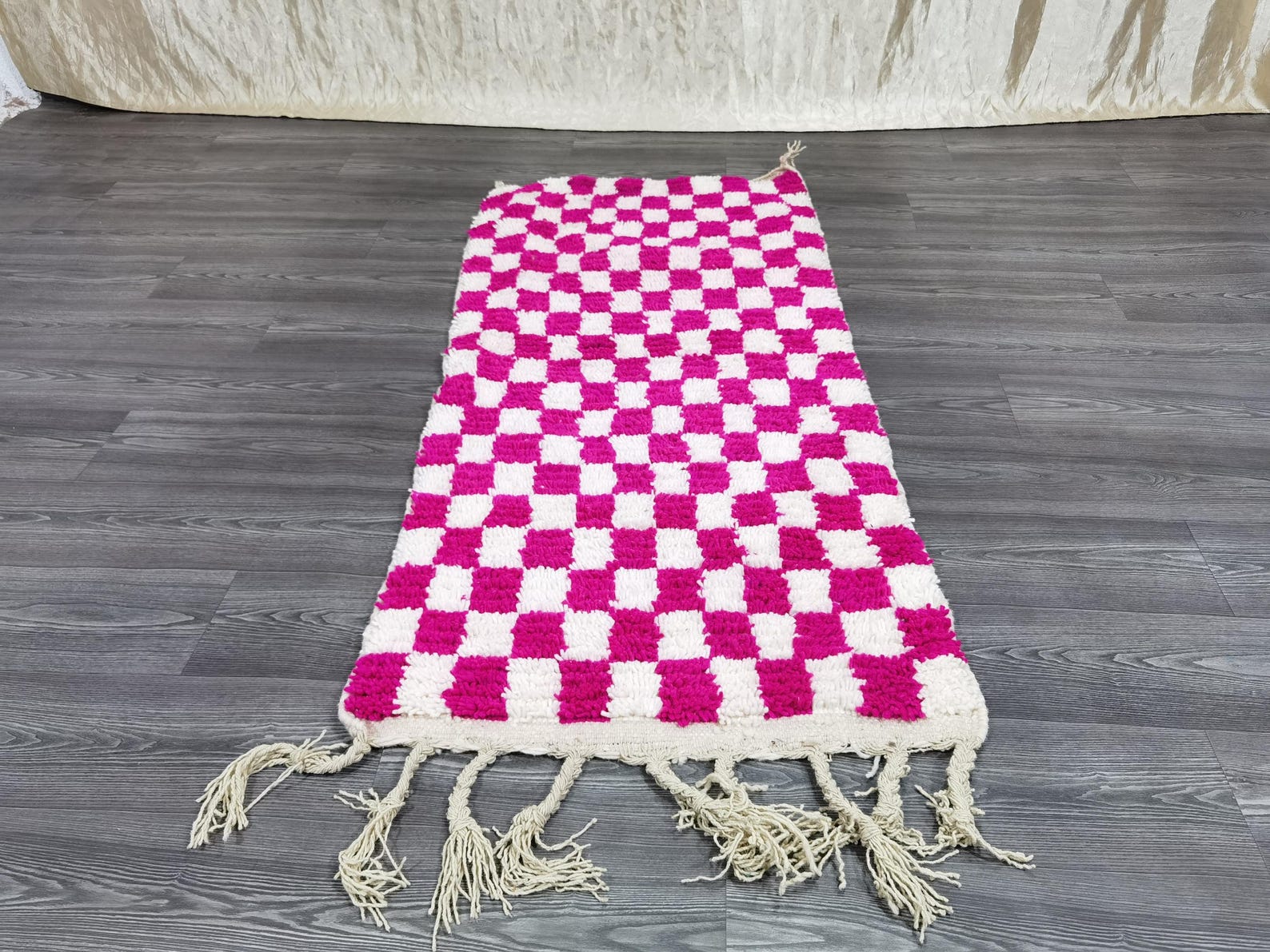 Large Pink and Red Checkered Rug, Moroccan Berber Checkered Rug ...