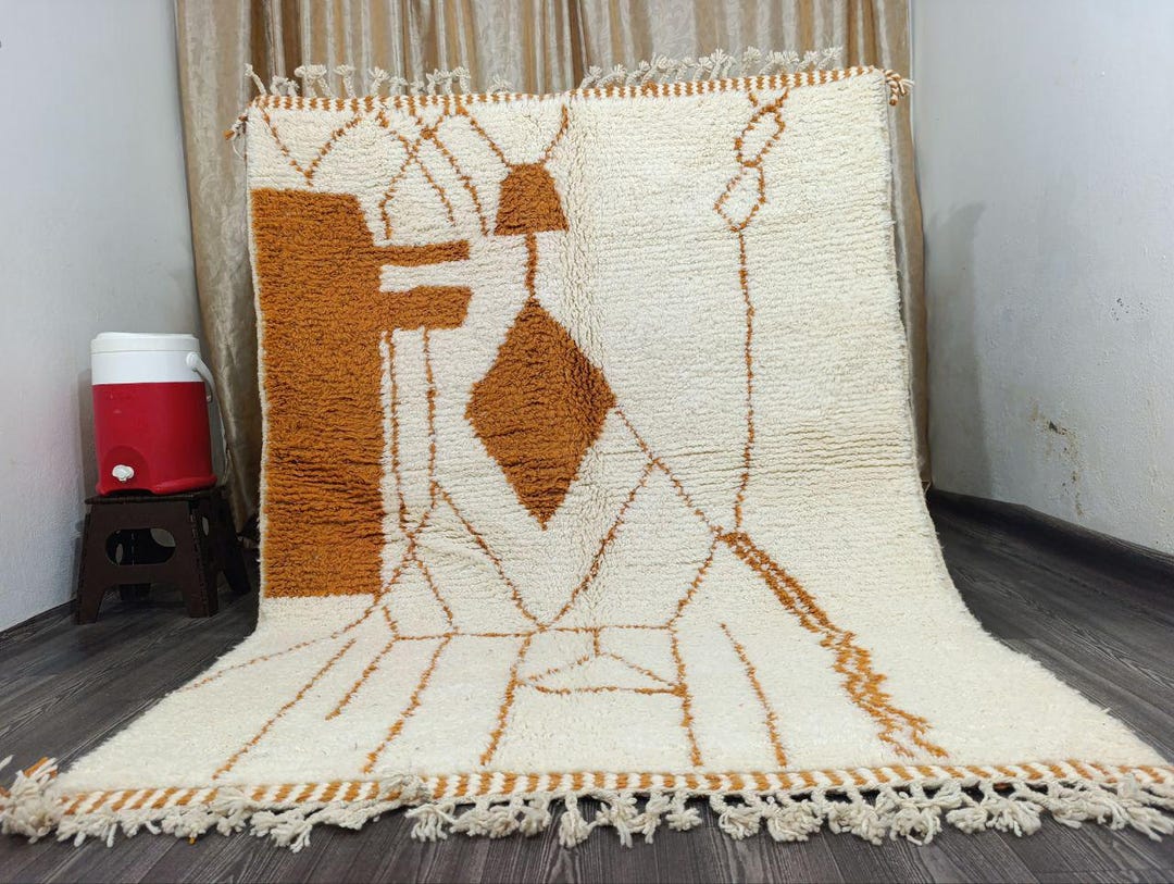 Handmade Orange Berber Wool Rug, Moroccan Shaggy Carpet - Etsy