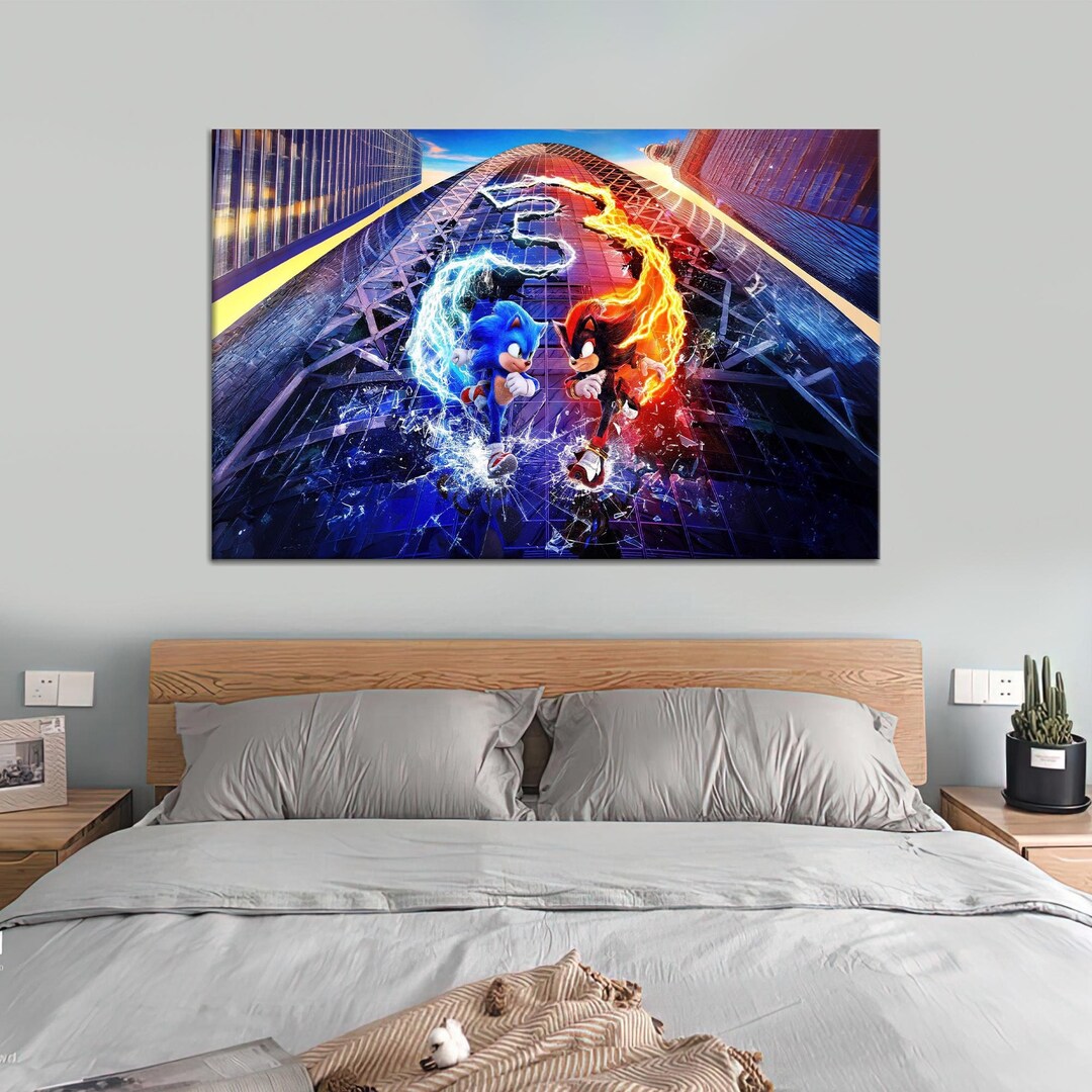 Sonic Vs Shadow Epic Battle Canvas Wall Art - Dynamic Gaming Room Decor ...