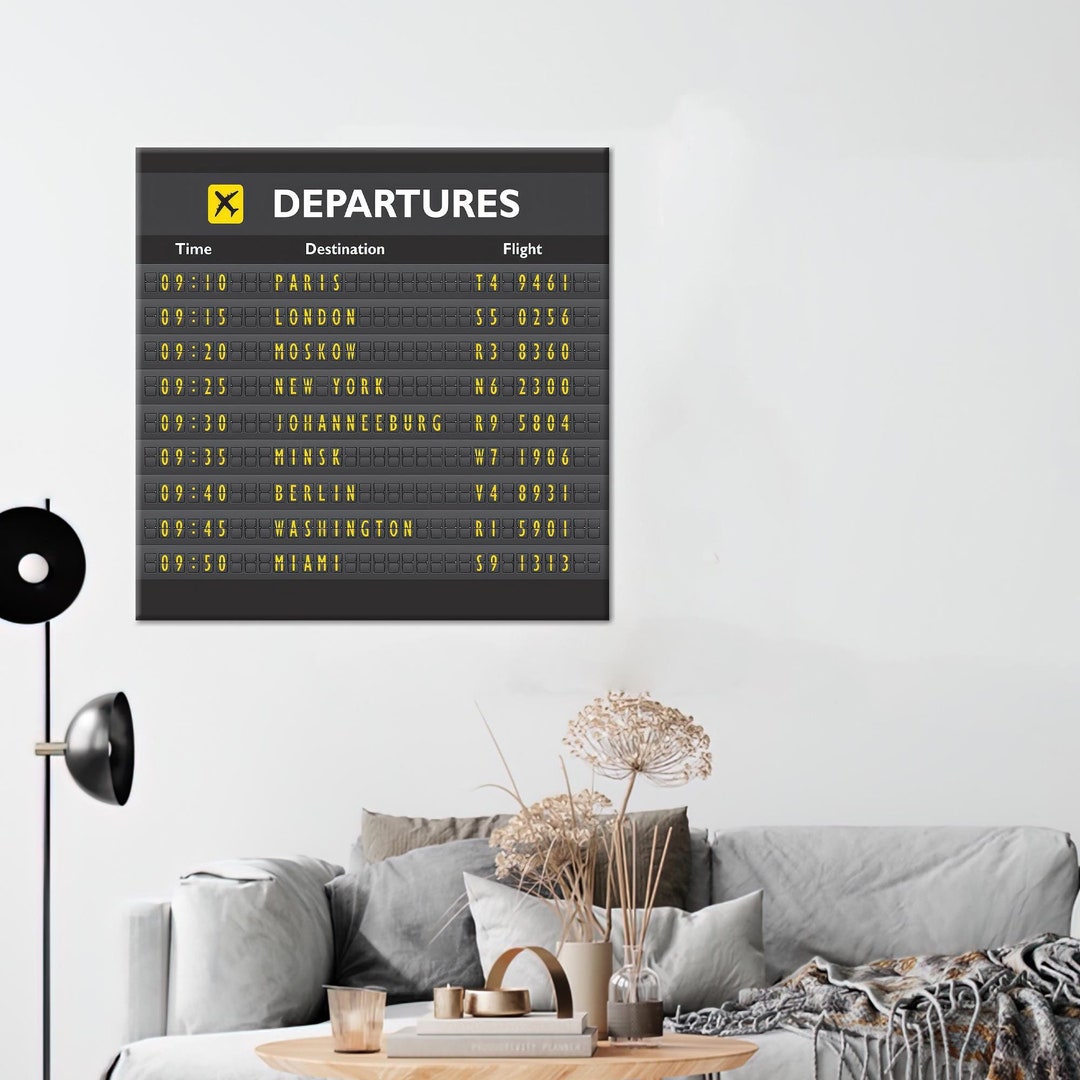 Travel Canvas Decor, Airport Departure, Departures Wall Decor, Framed ...