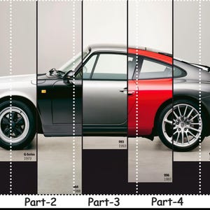 Porsche Evolution Wall Mural, Classic to Modern 911 Car Design ...