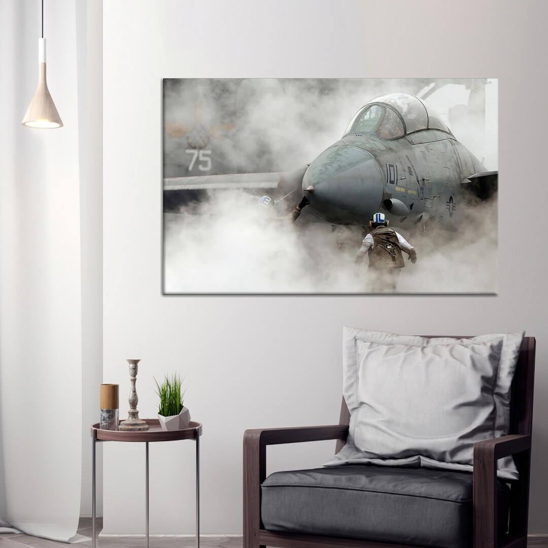 Fighter Jet Canvas Art, Jet Wall Decor, War Plane Poster, Man Cave, Boy ...