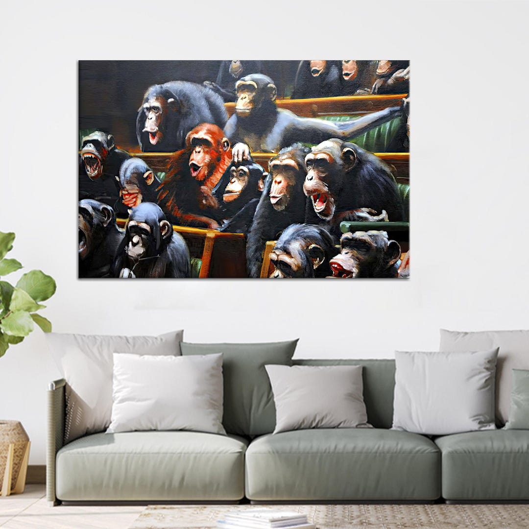 Banksy Monkeys Parliament Wall Hangings, Graffiti Printed, Monkey ...