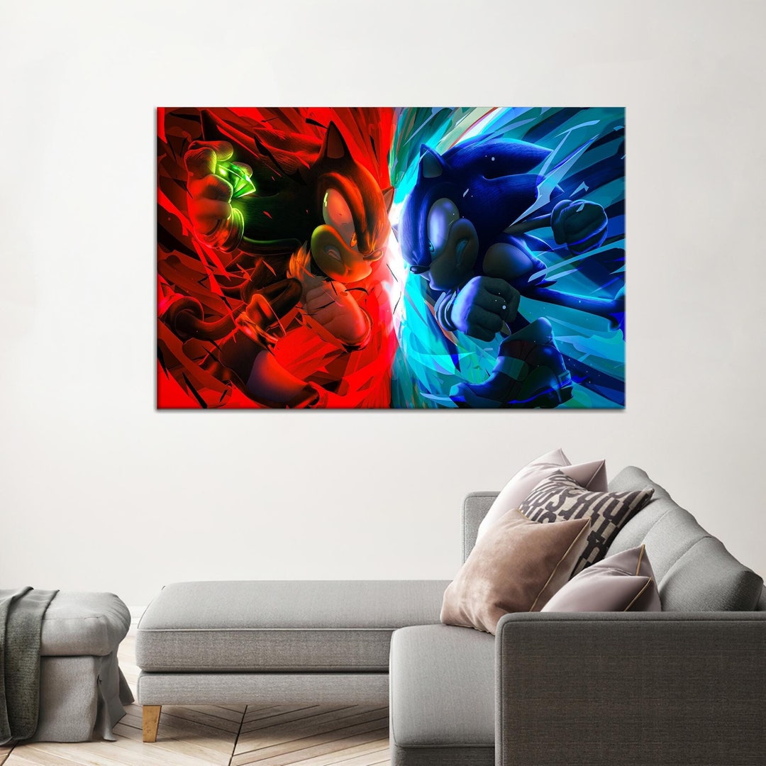 Sonic Vs Shadow Canvas Art - Gamer Room Wall Decor, Sonic Fan Poster ...