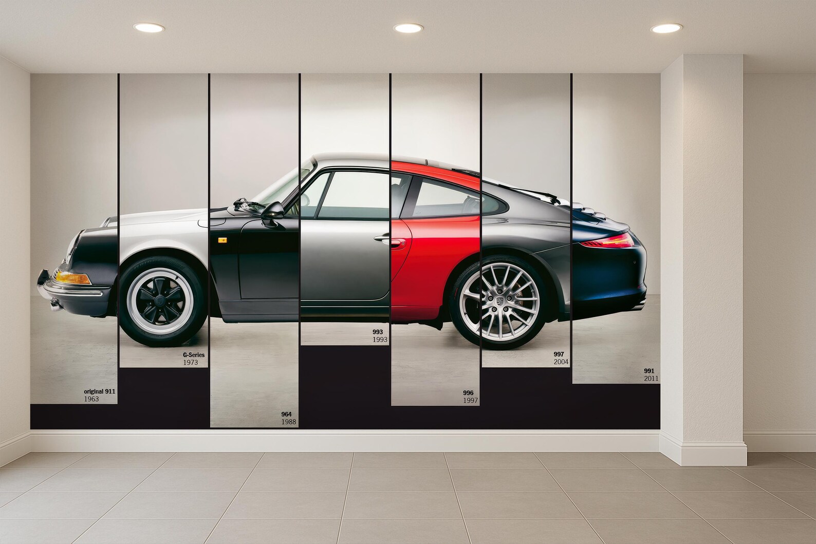 Porsche Evolution Wall Mural, Classic to Modern 911 Car Design ...