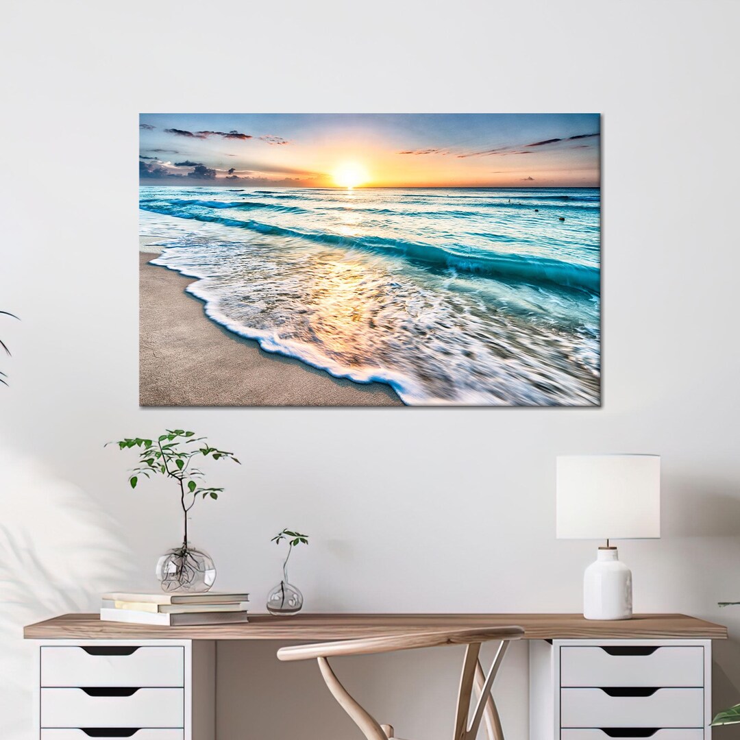 Beach Scenery Art, Beach View Canvas, Sea View Poster, Seascape Art ...