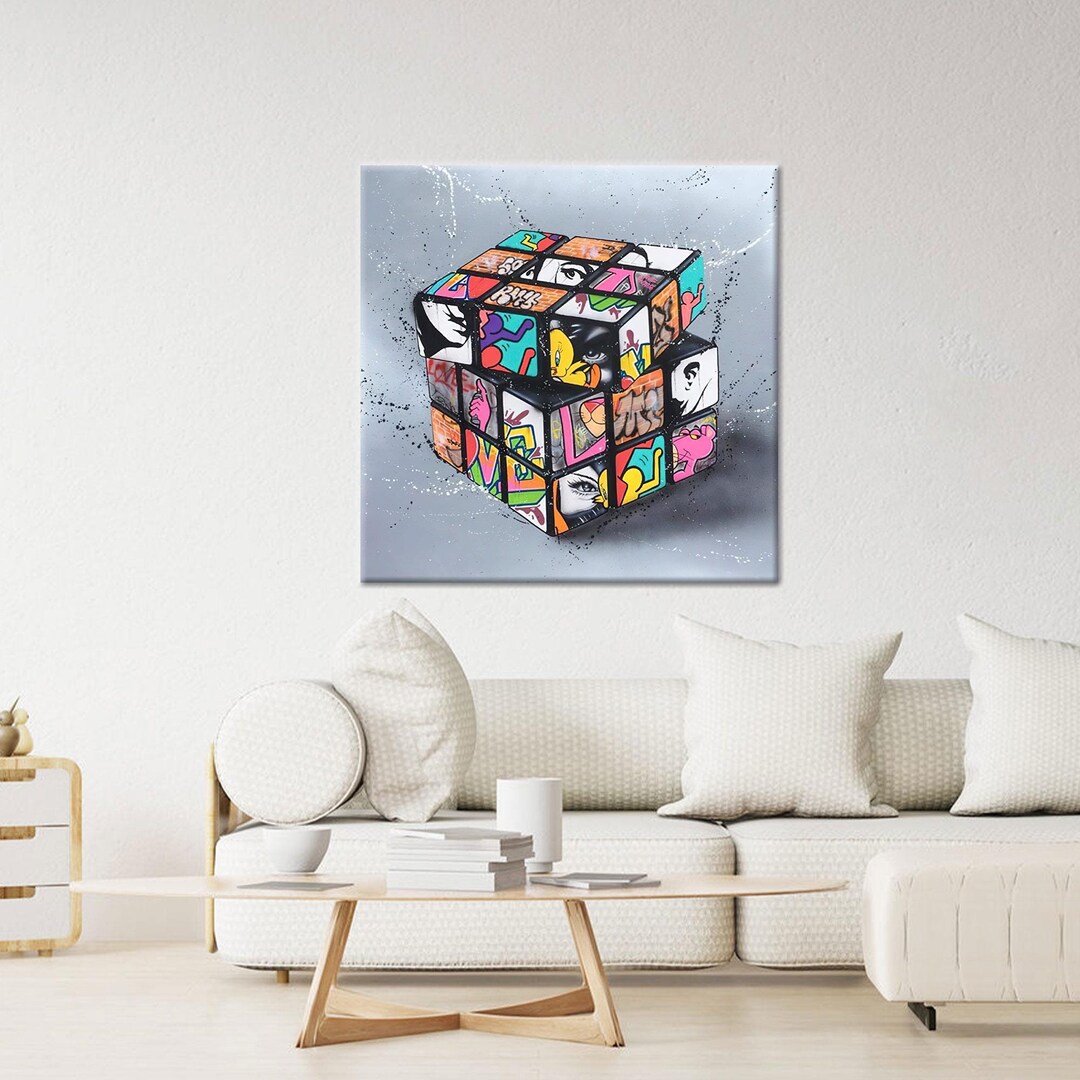 Rubiks Cube Art, Cube Graffiti, Rubiks Cube Graffiti, Colorful Canvas ...