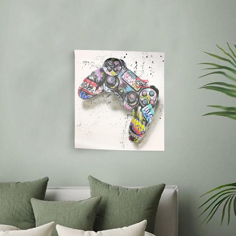 Banksy Graffiti Art, Banksy Console Decor, Game Room Decor, Play Room ...