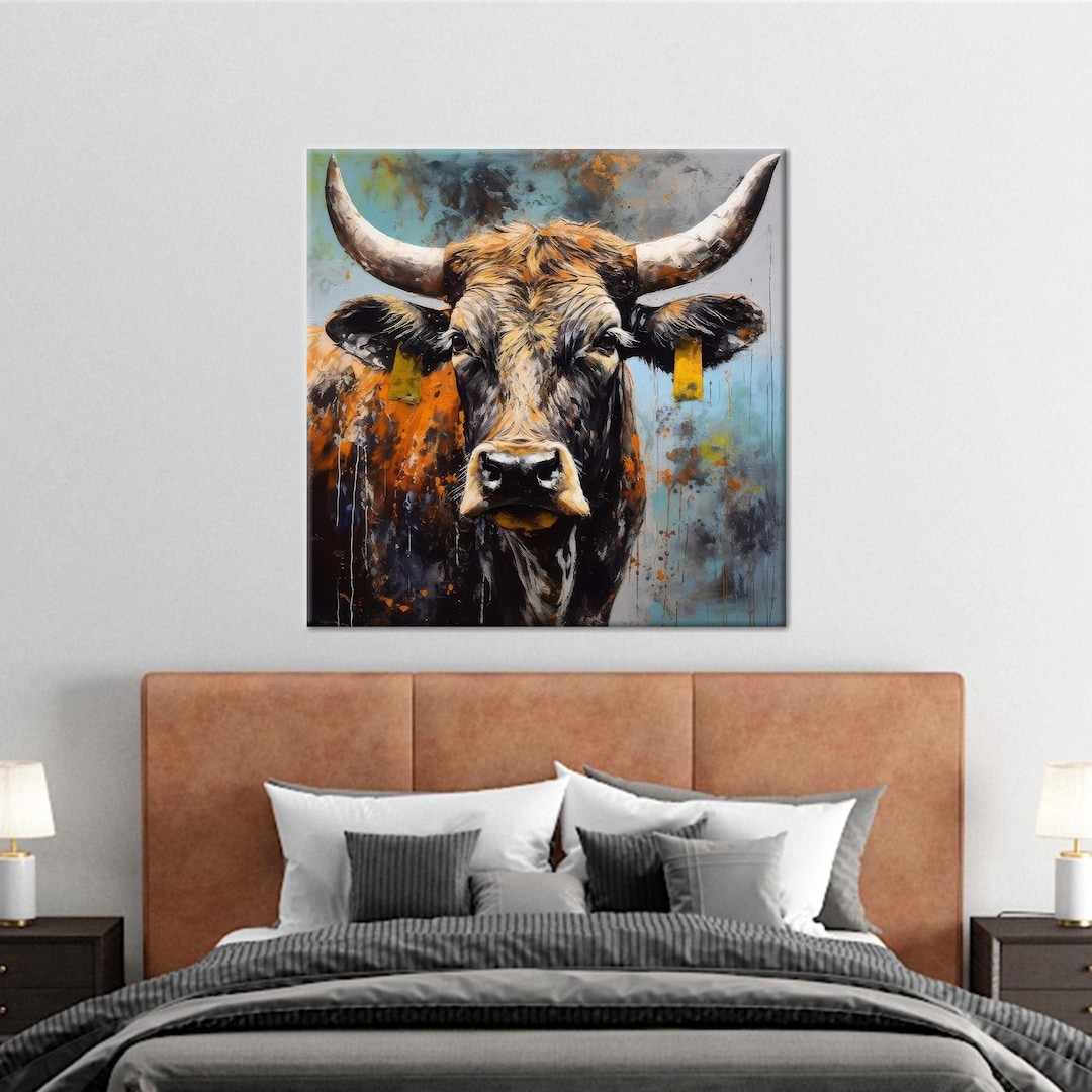 Abstract Cow Art, Farm Wall Decor, Farmhouse Decor, Coastal Artwork ...