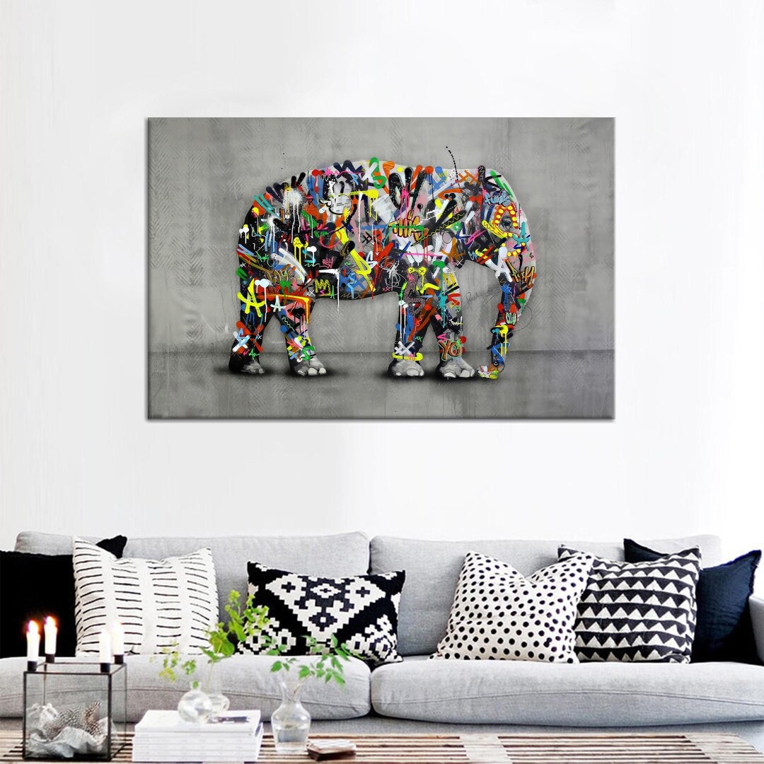 Elephant Graffiti, Elephant Canvas Art, Banksy Graffiti, Abstract ...