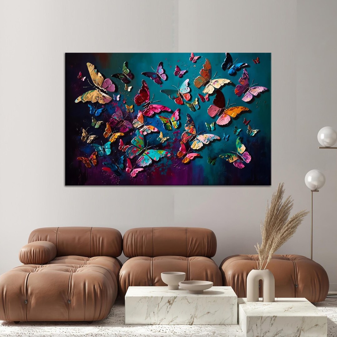 Butterfly Canvas Art, Colorful Art Decor, Modern Wall Art, Abstract Art ...
