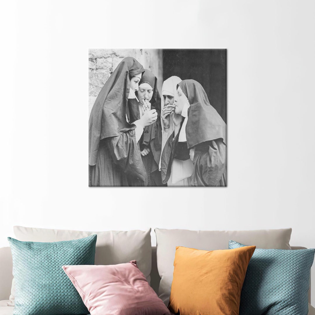 Nuns Canvas Art, Cigarette Poster, Smoking Woman, Woman Canvas Art ...
